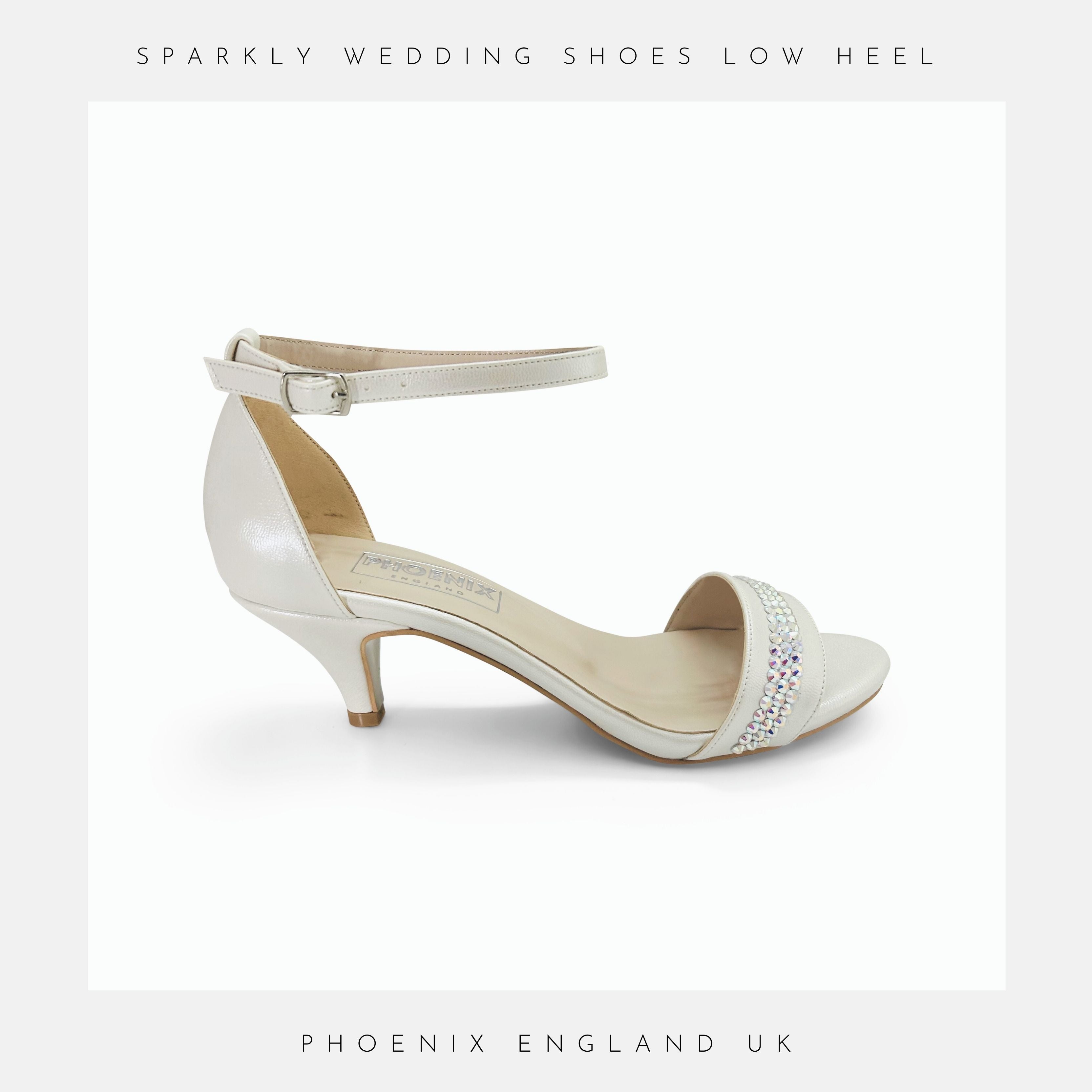 Sparkly Wedding Shoes Low Heel – Phoenix England